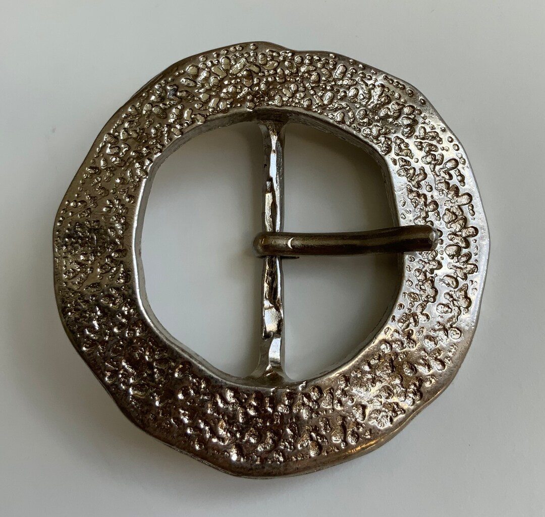 Circle Distressed Handmade Centre Bar Belt Buckle Moon Texture Nickel ...