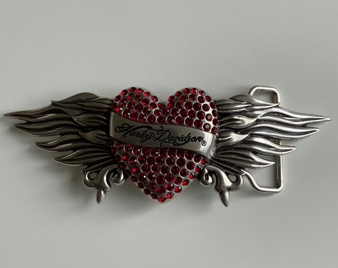 Harley-davidson Womens Rhinestone Heart&wings Belt Buckle.97735-12vw ...