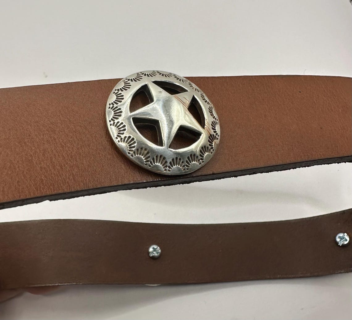 Cowboy Hat Leather Hat Bands, Tan. Silver Lone Star Conchos ...