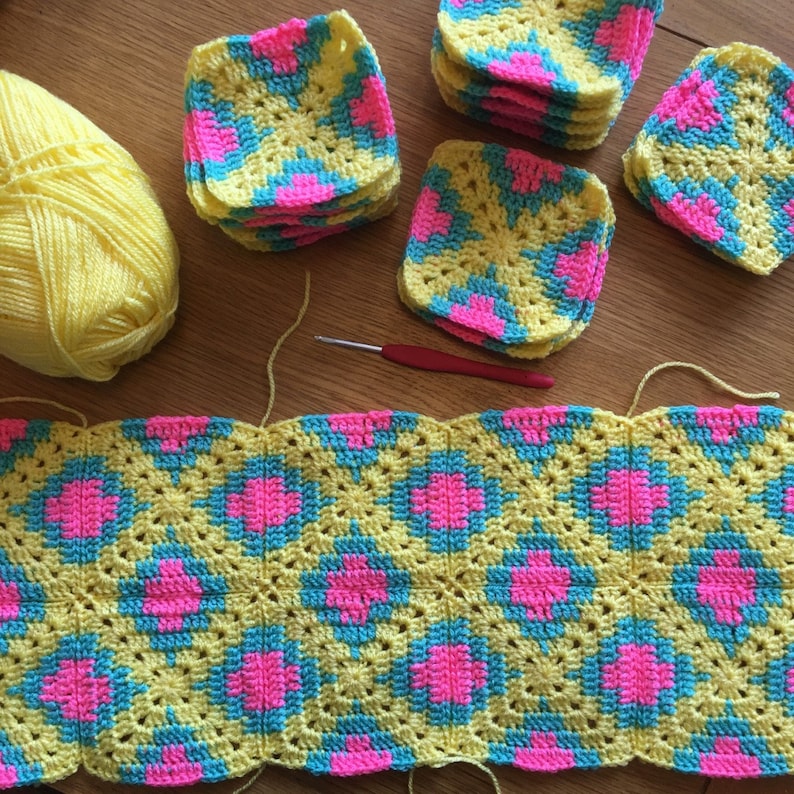 Luminous Square Blanket - Crochet Pattern - Tapestry Crochet - Solid ...