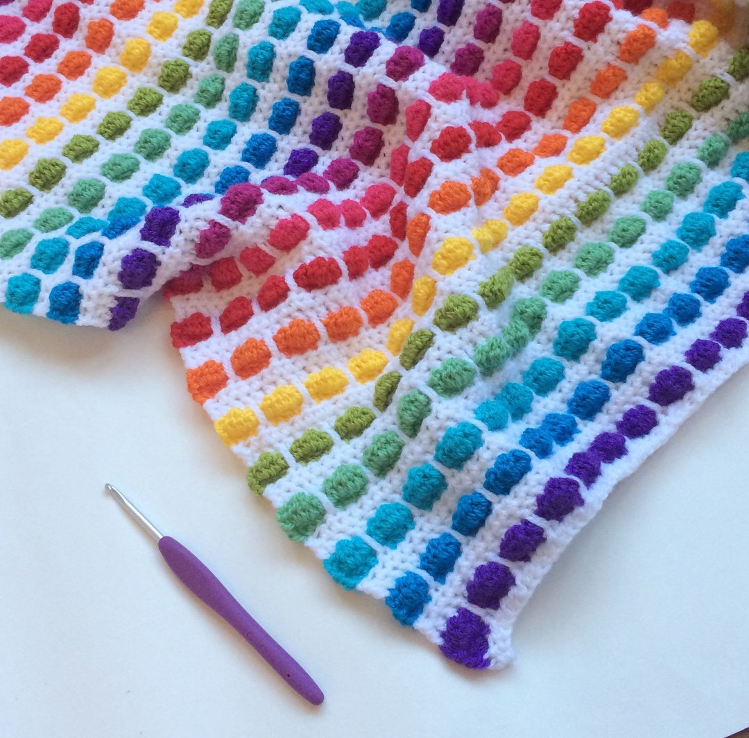 Painted Pebbles Crochet Blanket Pattern - US & UK Terms Rainbow Blanket ...