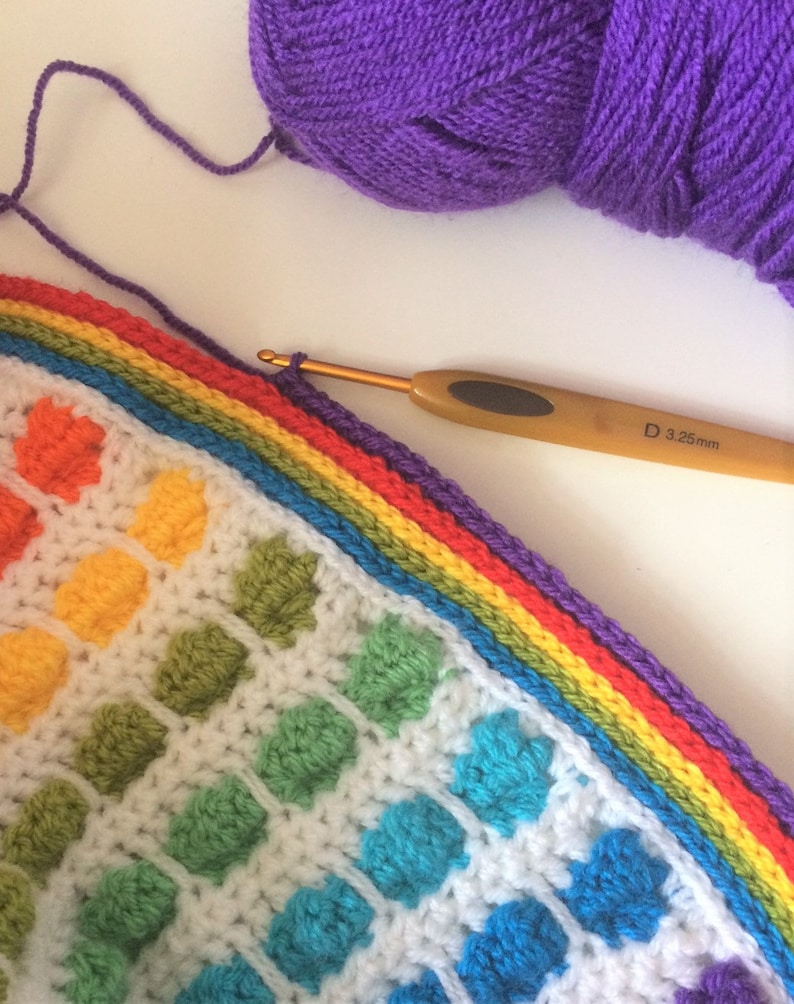 Painted Pebbles Crochet Blanket Pattern US Terms Rainbow | Etsy