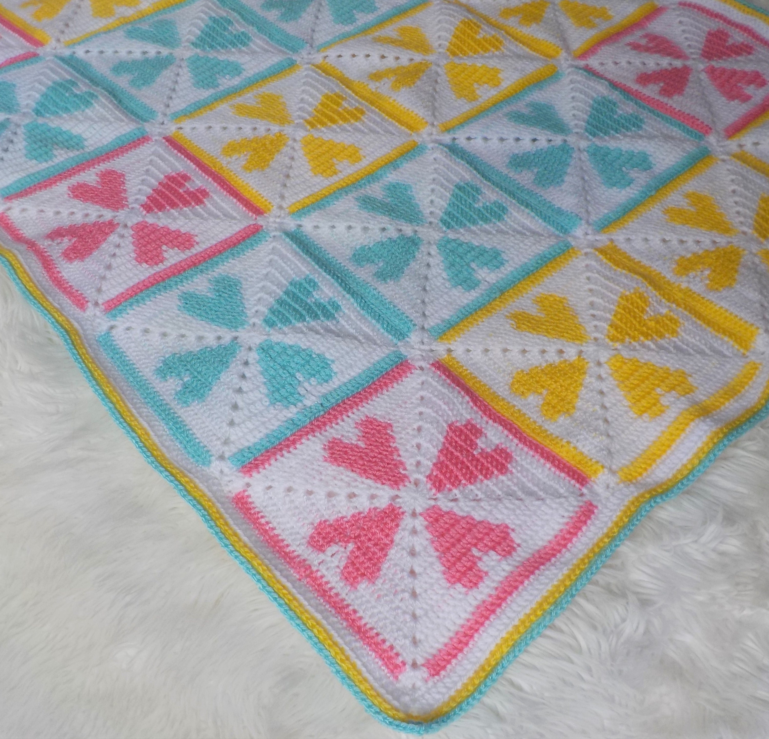 Heart Burst Blanket Crochet Pattern, Tapestry Crochet Pattern, Crochet ...