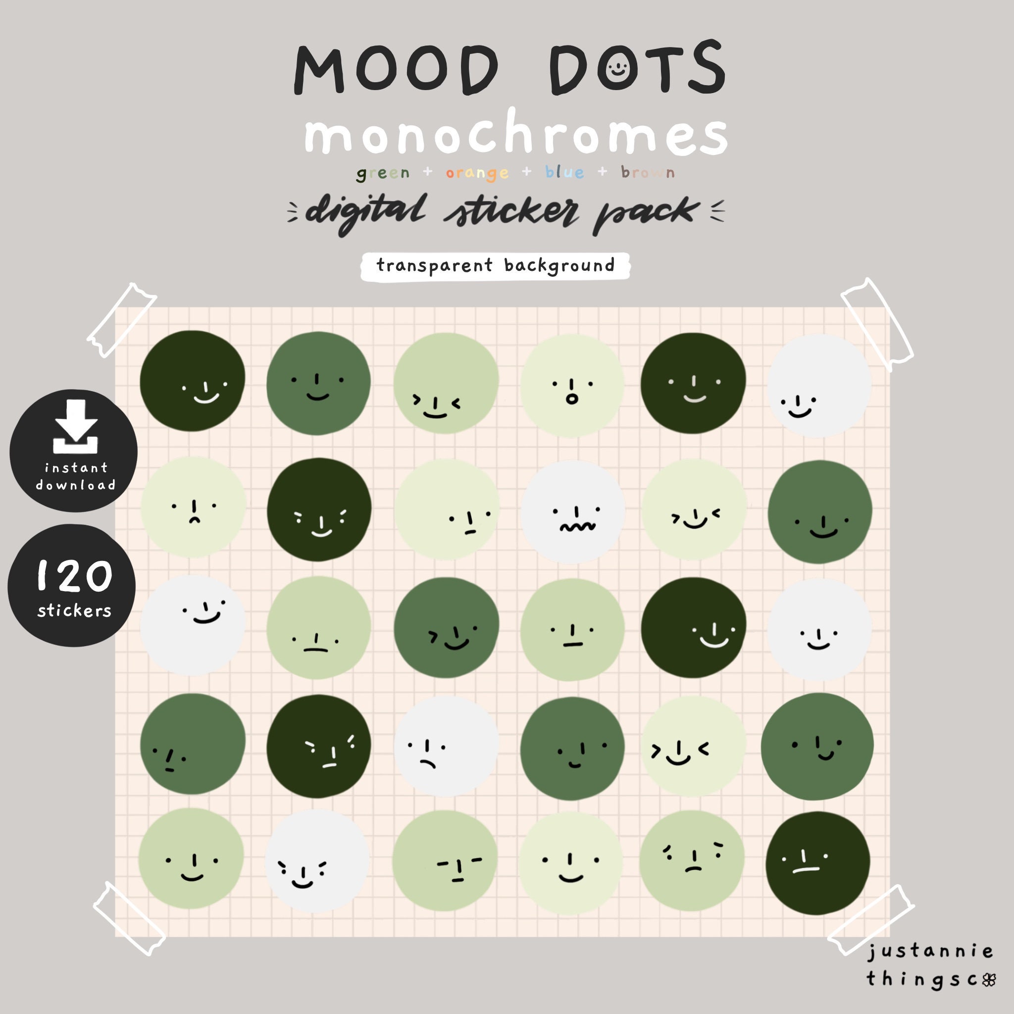 Cute Mood Tracker Stickers Color Dot Sticker Sheet Digital Bullet ...