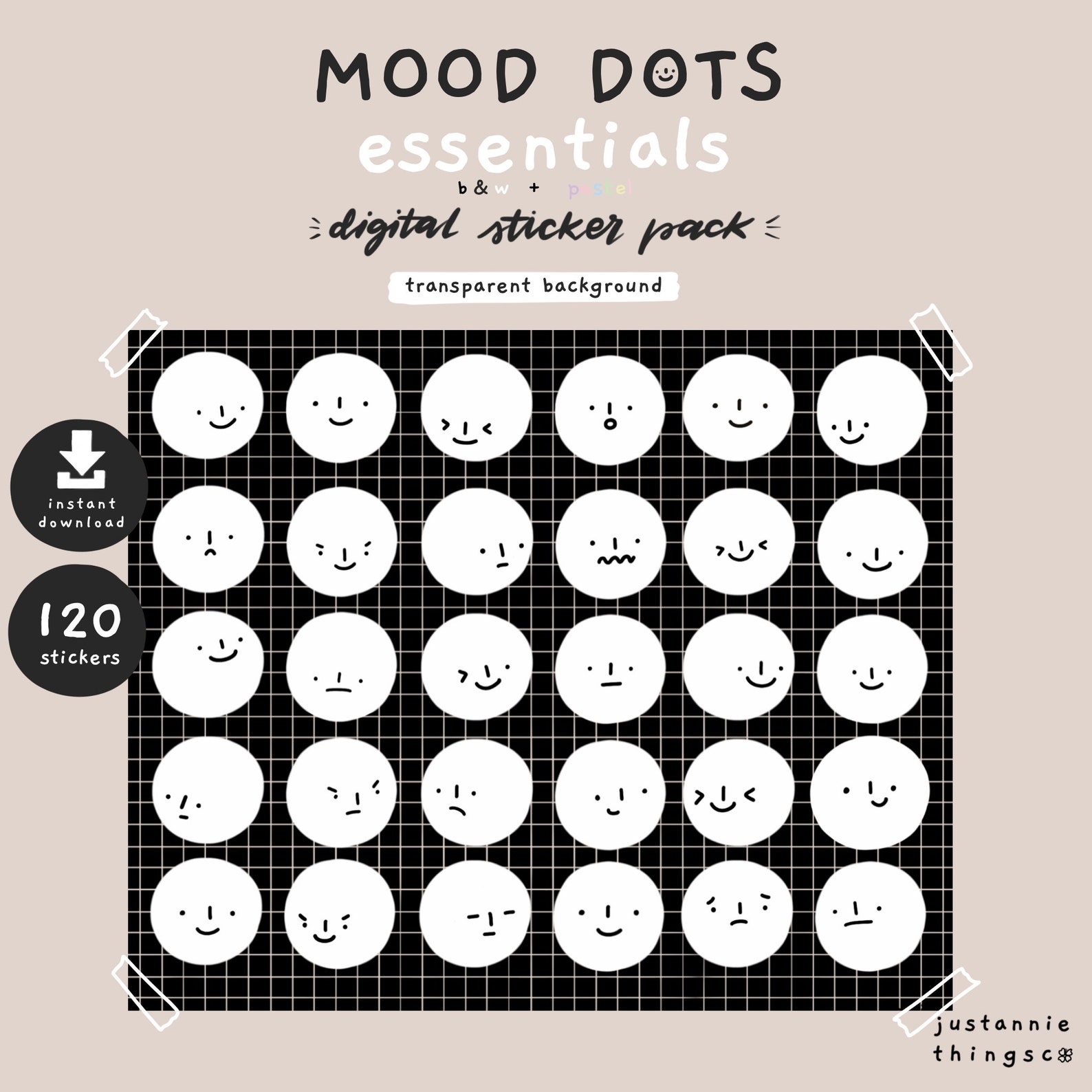 Cute Mood Tracker Stickers Color Dot Sticker Sheet Digital Bullet ...