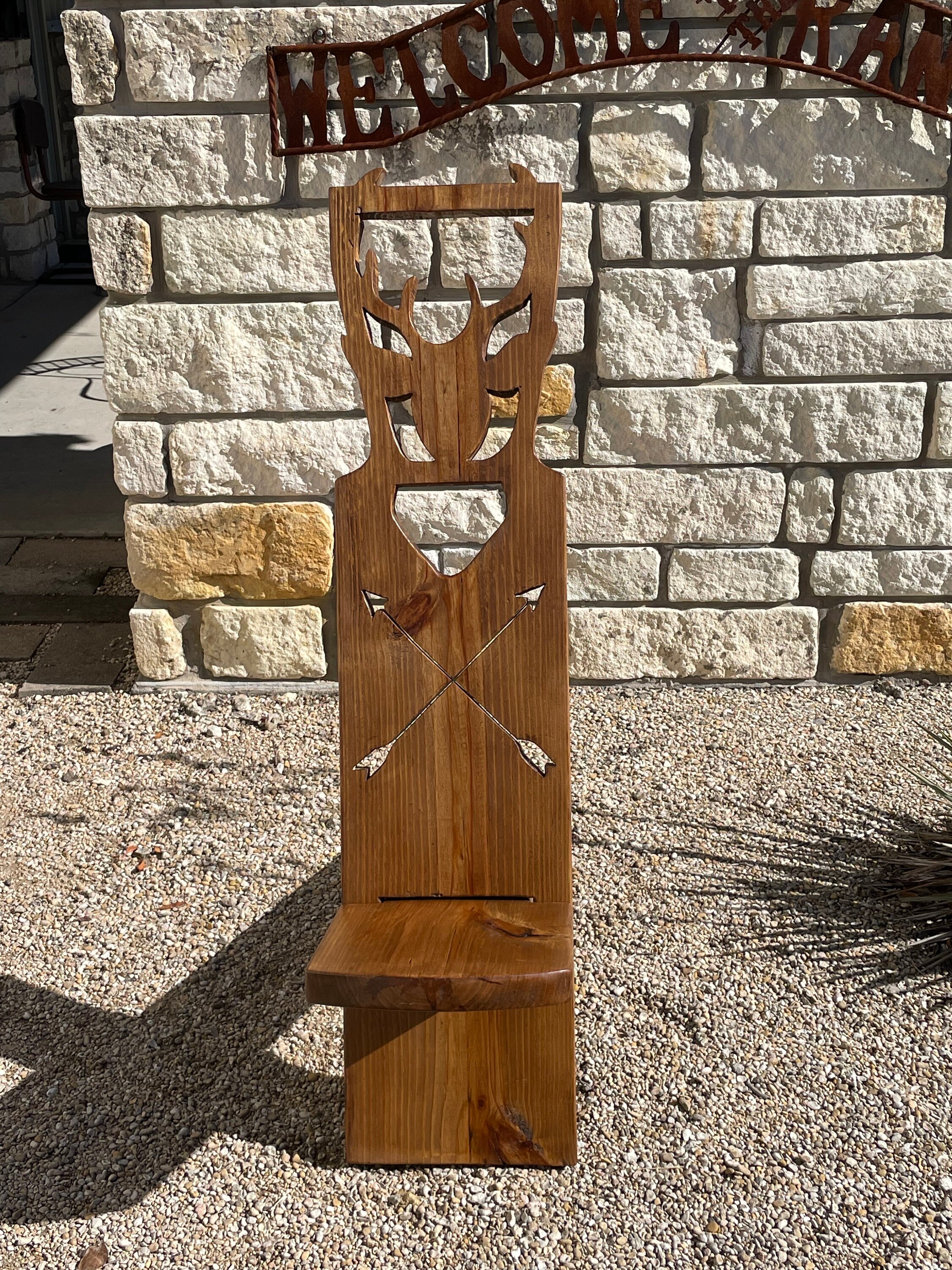 Viking Chair With Deer Head and Tail Art for Bow Hunters. Pine Wood ...