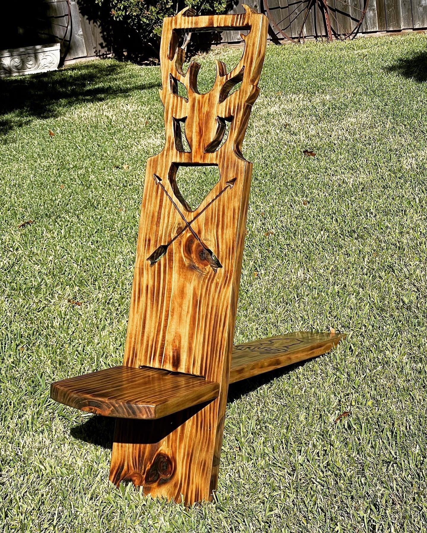 Viking Chair With Deer Head and Tail Art for Bow Hunters. Pine Wood ...