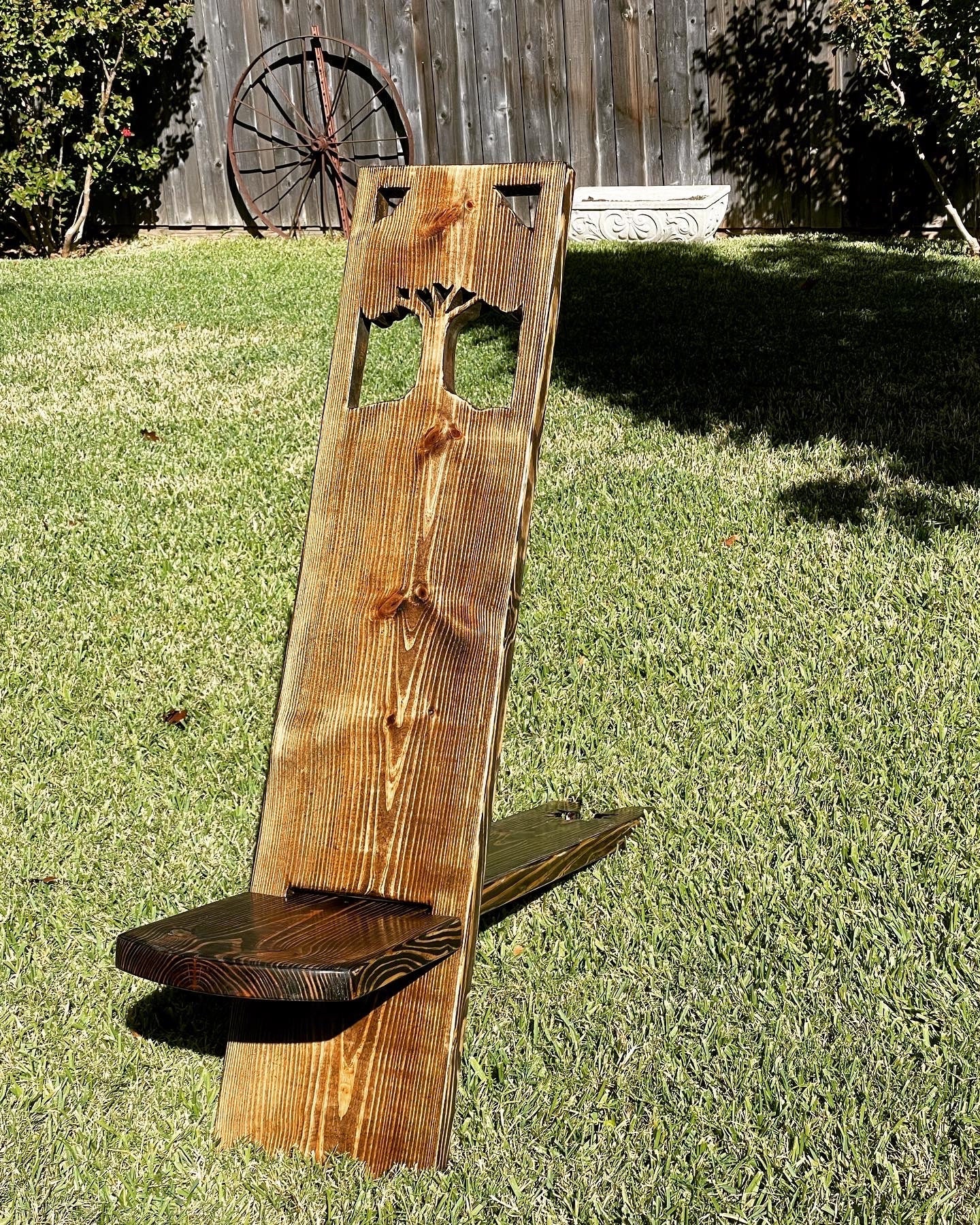 Viking Chair With Tree Design and Sun Design on Tail. Relaxed Angle for ...