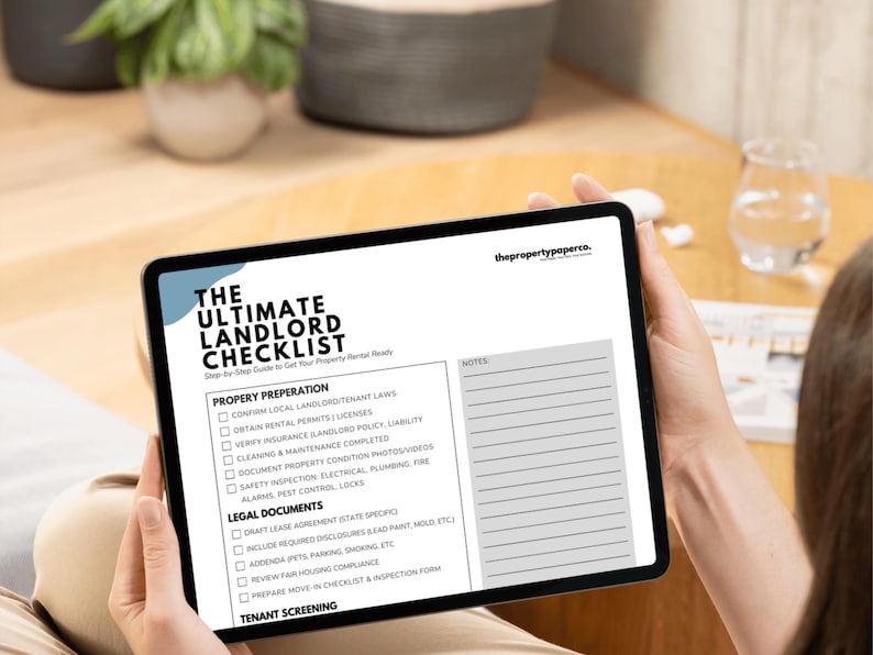 Landlord Checklist Printable - Color Pack | Rental Property Checklist ...