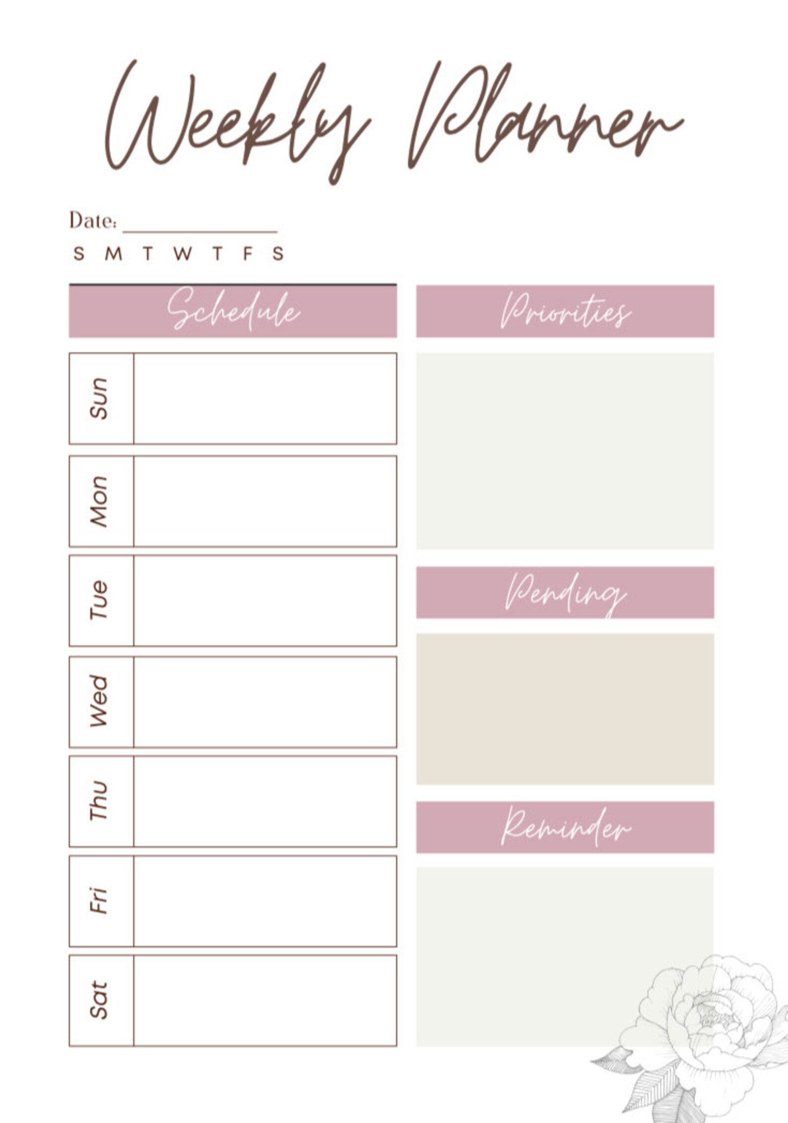 Pink Printable Planner. Daily Planner. Weekly Planner. Goal Planner. to ...