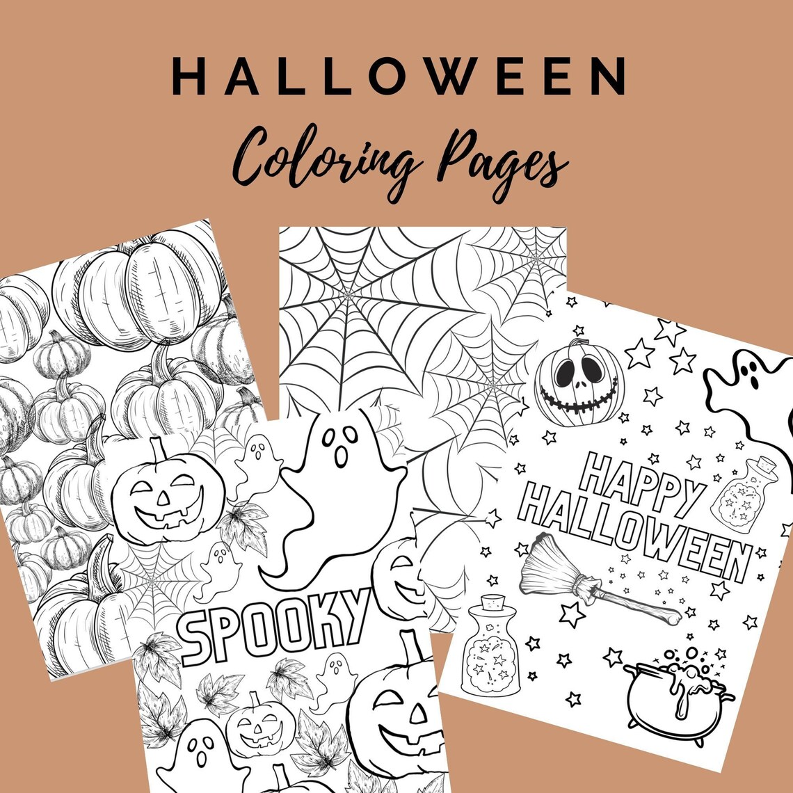 Halloween and Fall Coloring Pages. Printable Coloring Pages. Digital ...