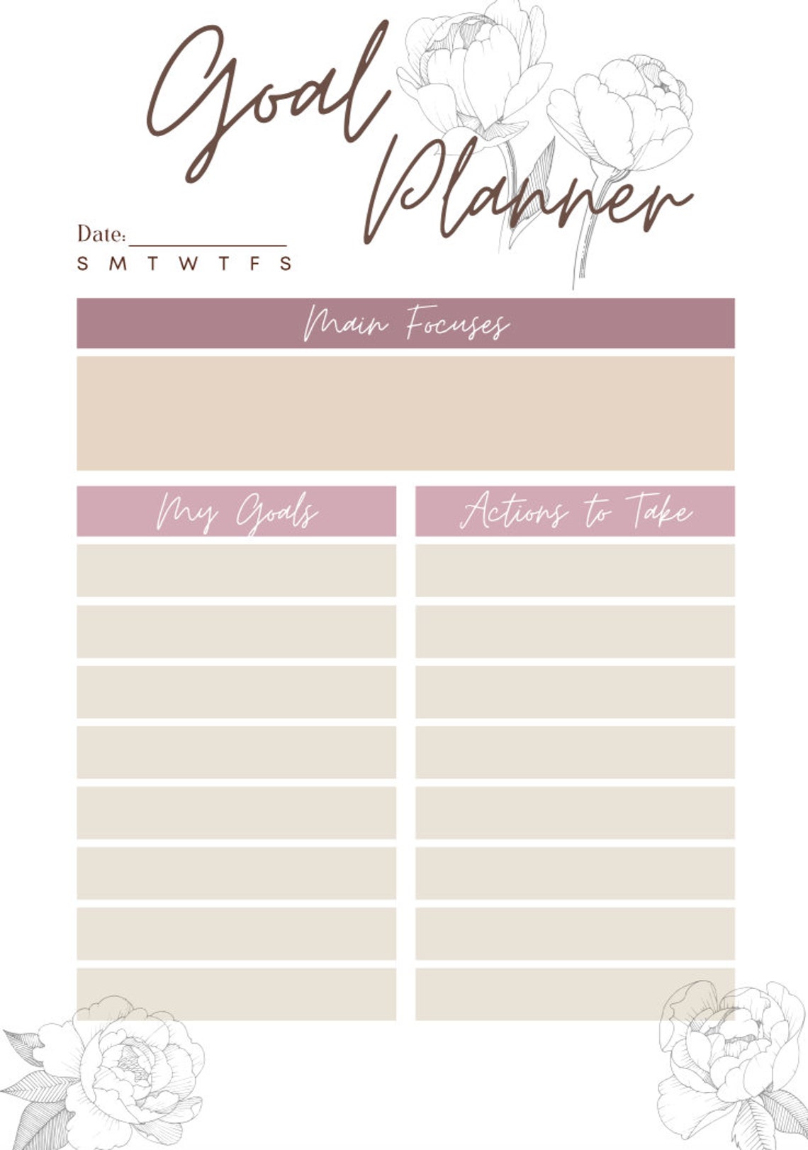 Pink Printable Planner. Daily Planner. Weekly Planner. Goal Planner. to ...