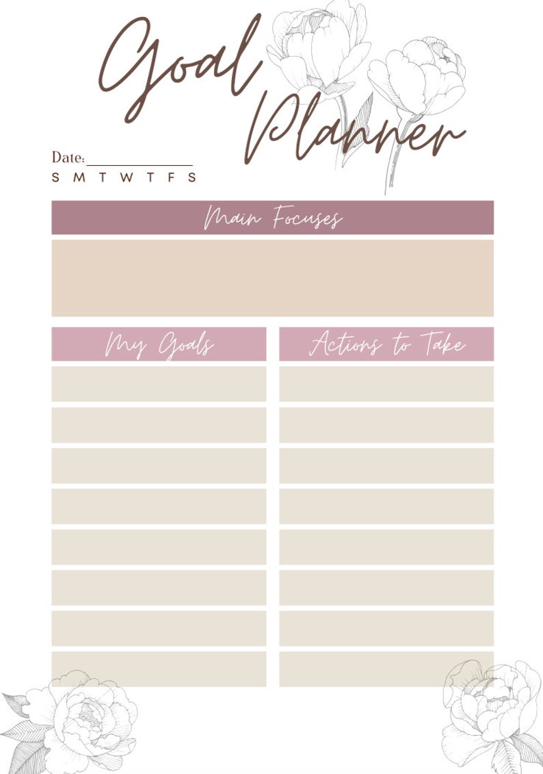 Pink Printable Planner. Daily Planner. Weekly Planner. Goal Planner. to ...