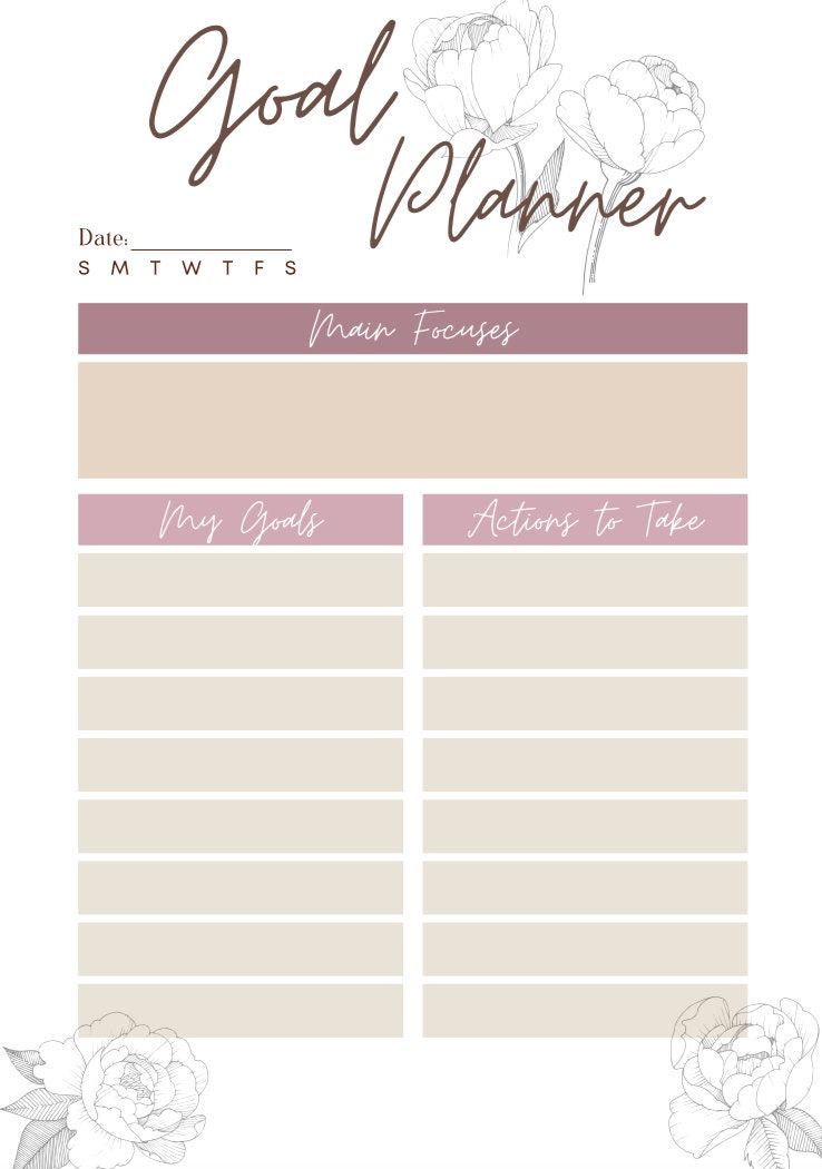 Pink Printable Planner. Daily Planner. Weekly Planner. Goal Planner. to ...