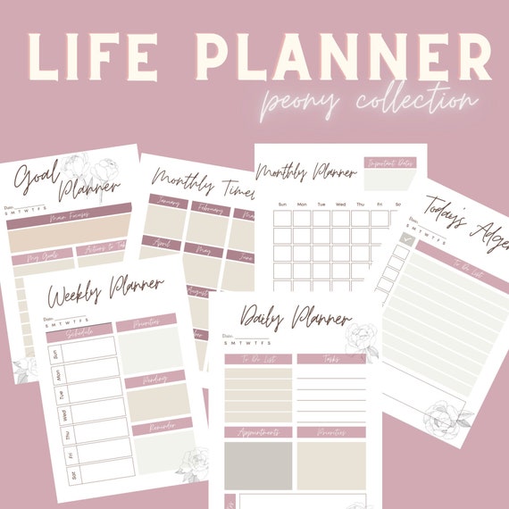 Pink Printable Planner. Daily Planner. Weekly Planner. Goal | Etsy