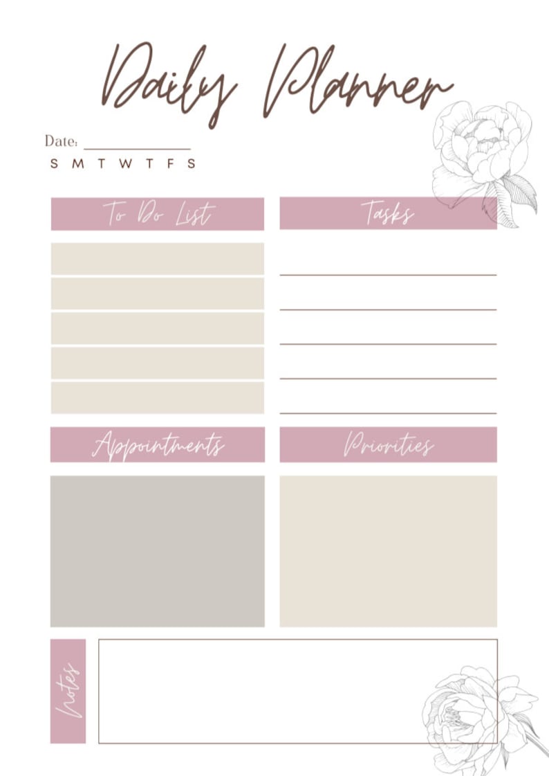 Pink Printable Planner. Daily Planner. Weekly Planner. Goal Planner. to ...