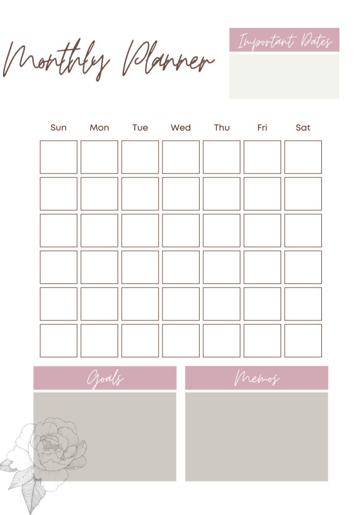 Pink Printable Planner. Daily Planner. Weekly Planner. Goal Planner. to ...