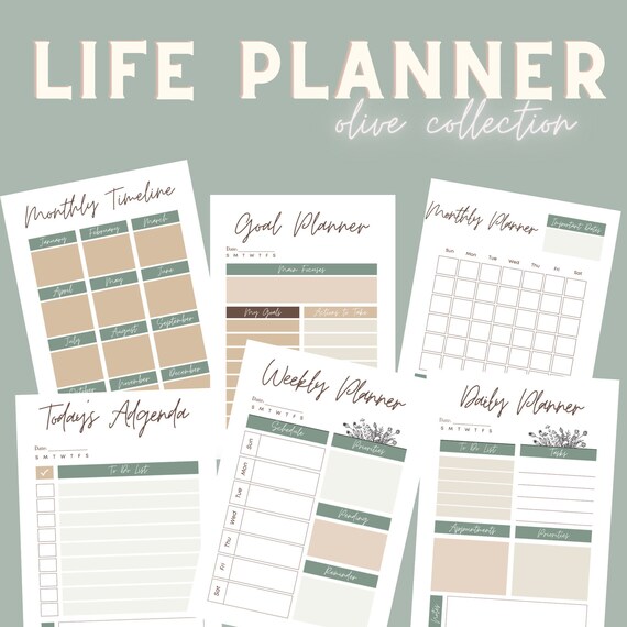 Olive Printable Planner. Daily Planner. Weekly Planner. Goal - Etsy