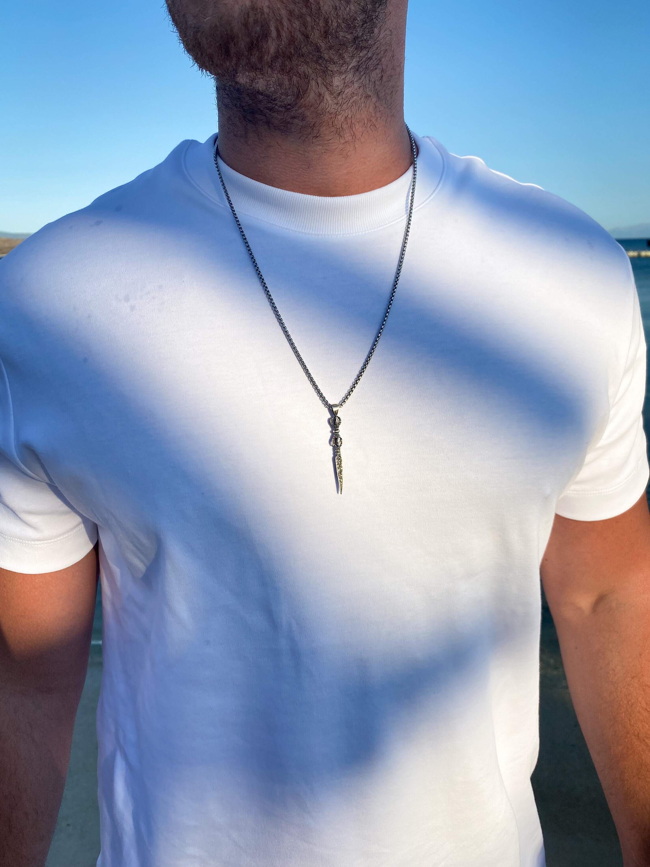 Dagger Oxide Silver Men Necklace,silver Necklace Men Jewelry, Necklace ...