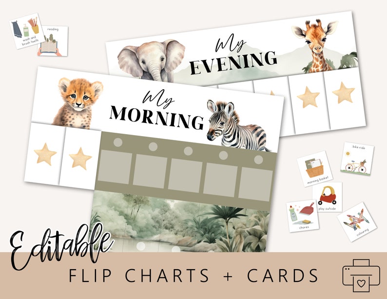 Editable Daily Routine Cards, Routine Flip Chart, Editable Morning ...