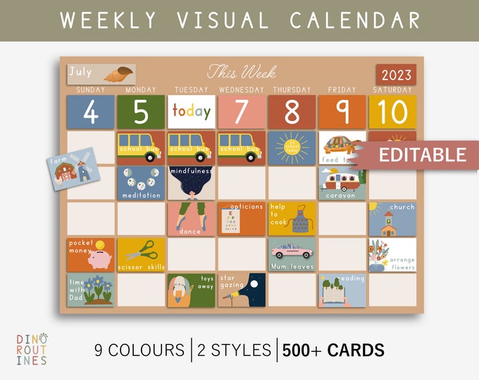 Weekly Routine Cards & Charts for Kids, Visual Calendar, Daily Rhythm ...