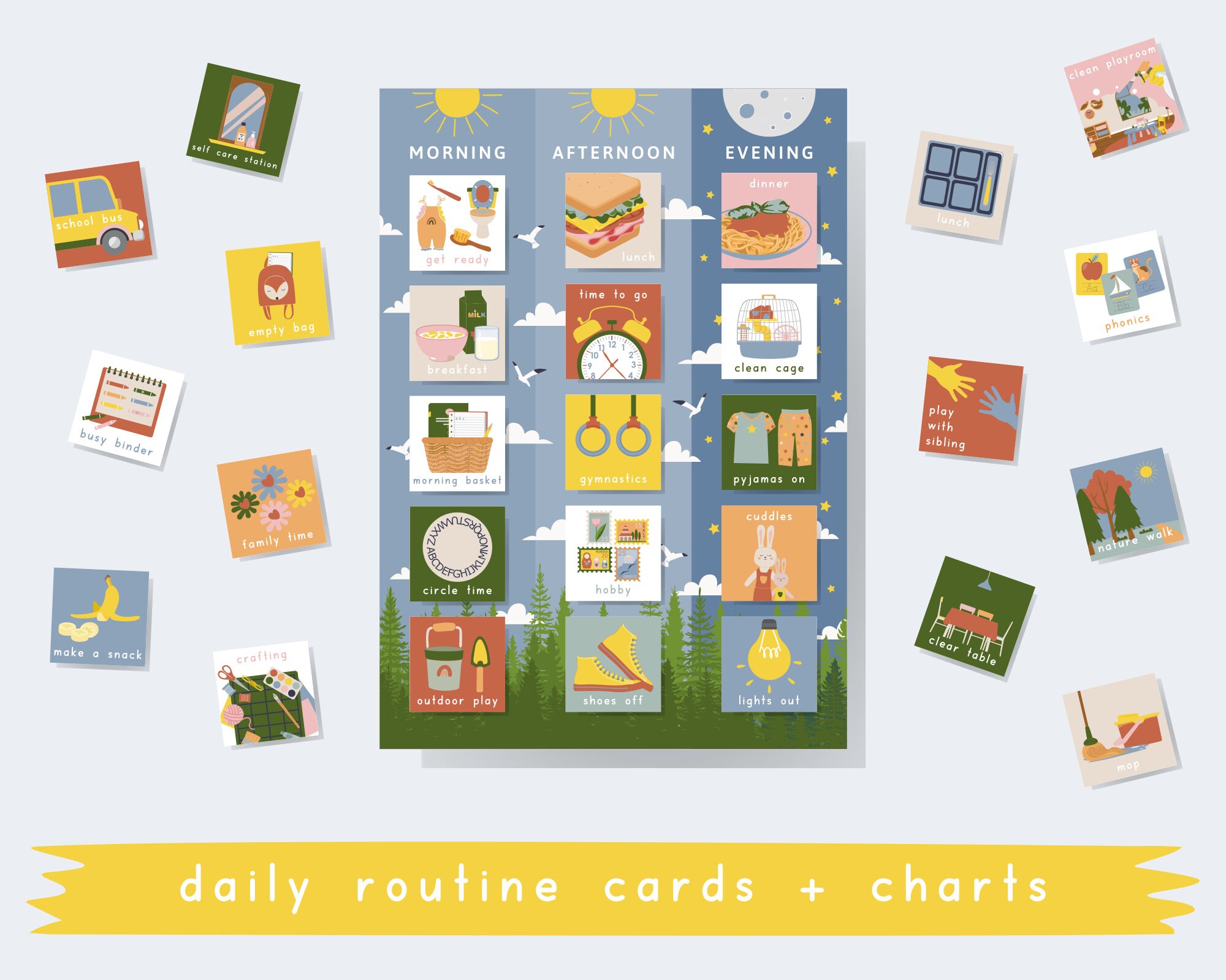 Tabla de rutina diaria I Rutina visual para niños pequeños I - Etsy México
