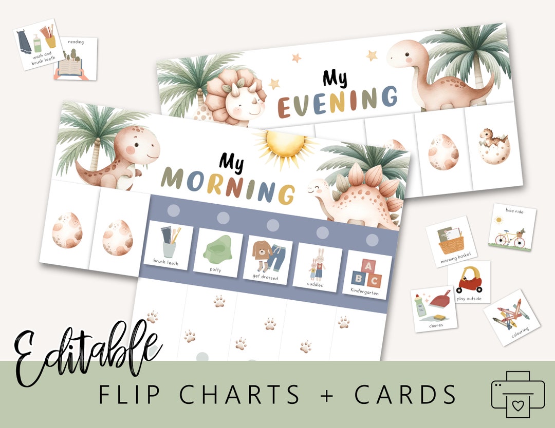 Editable Daily Routine Cards, Routine Flip Chart, Editable Morning ...