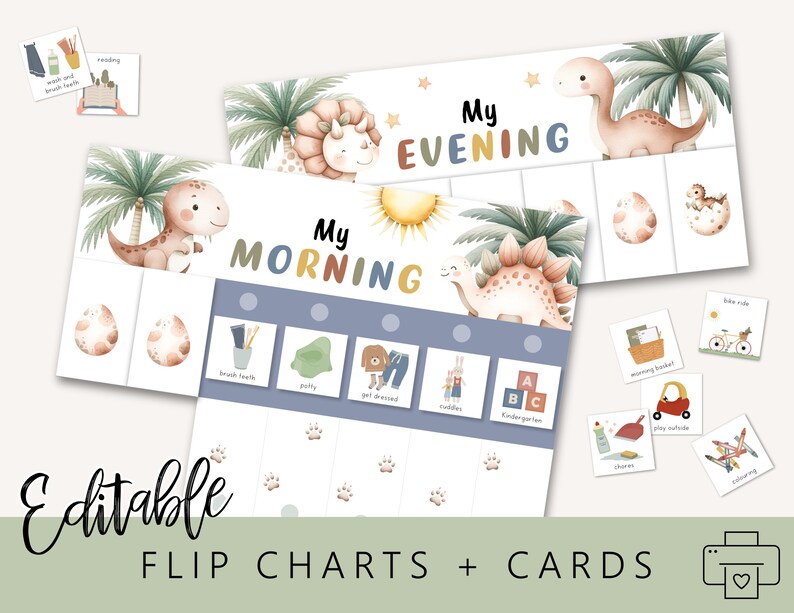 Editable Daily Routine Cards, Routine Flip Chart, Editable Morning ...
