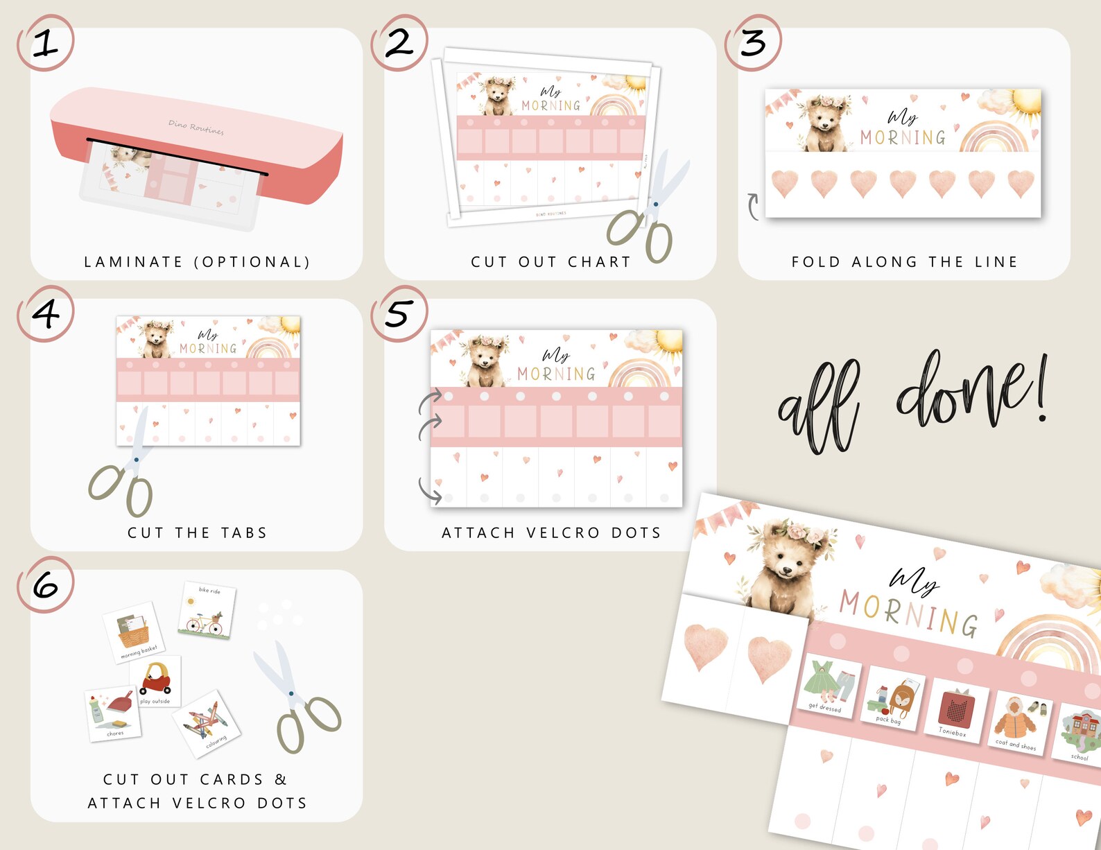 Safari Animals Routine Flip Chart, Editable Morning Bedtime Chart ...