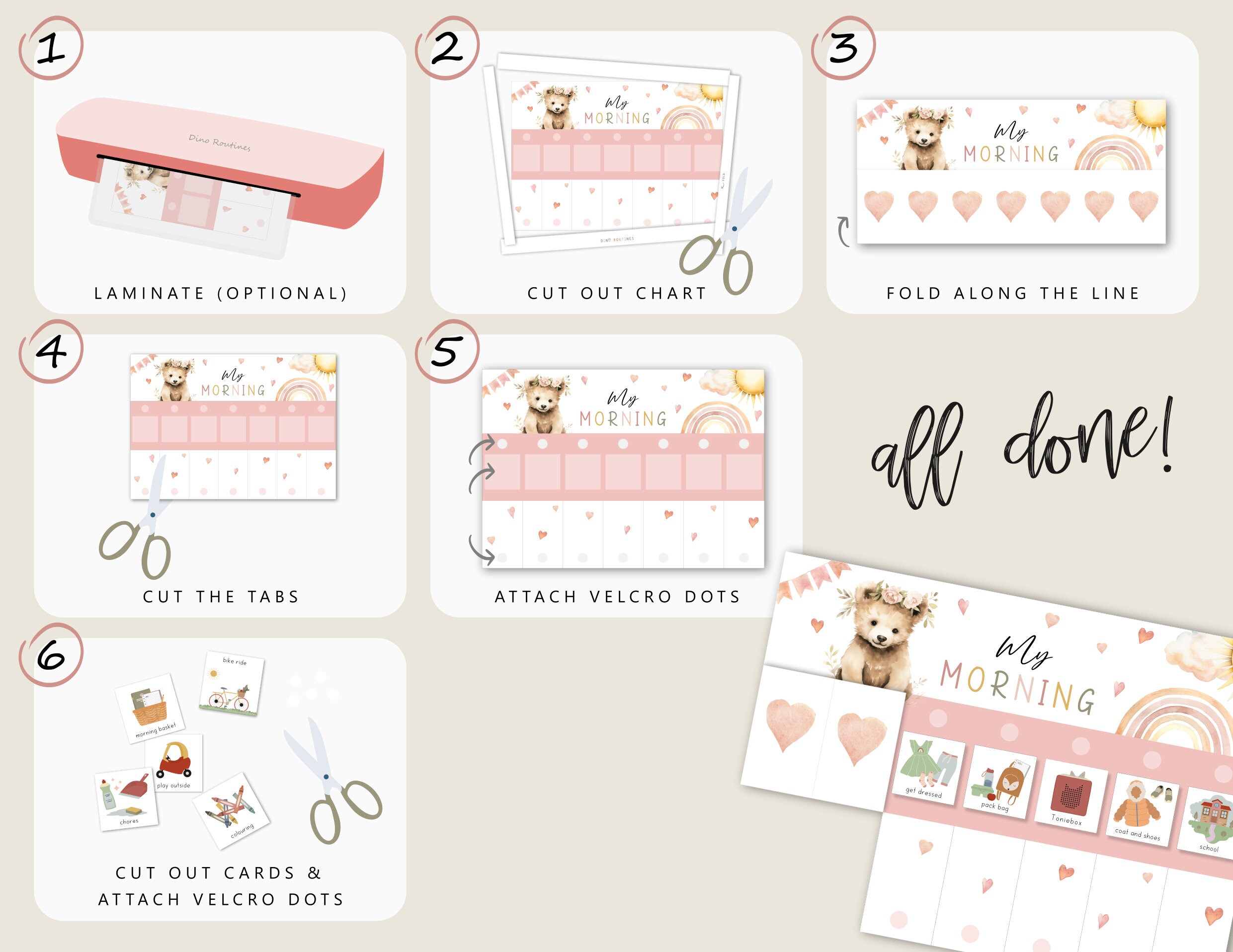 Safari Animals Routine Flip Chart, Editable Morning Bedtime Chart ...