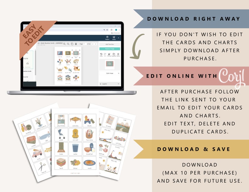Editable Daily Routine Cards Routine Chart for Kids Kids Daily Schedule ...