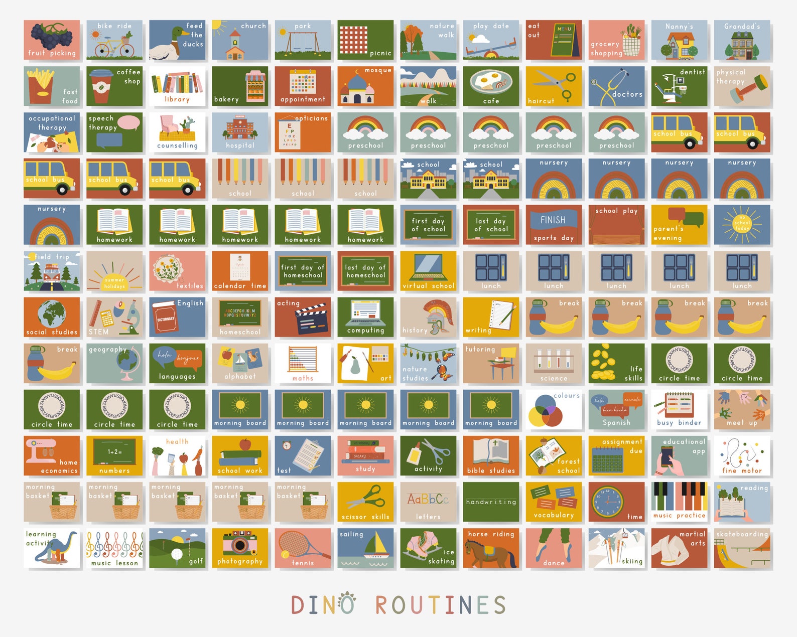 Visual Calendar Weekly Routine Cards & Charts for Kids Daily - Etsy