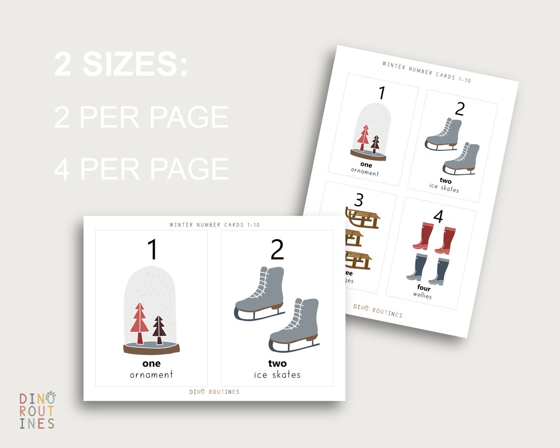 Winter Number Cards Printable Fall Winter Flashcards Winter Homeschool ...