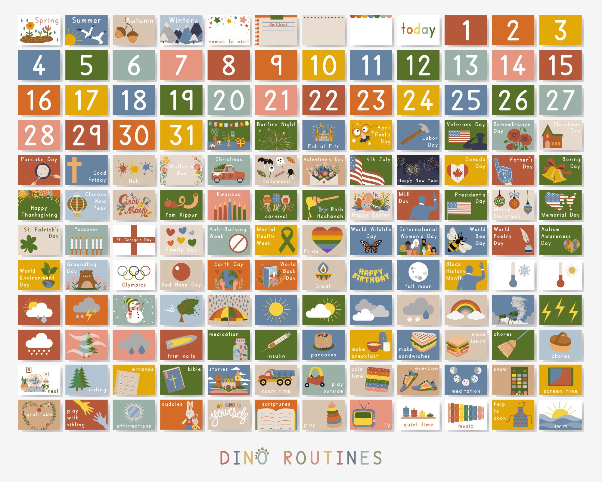 Visual Calendar Weekly Routine Cards & Charts for Kids Daily - Etsy