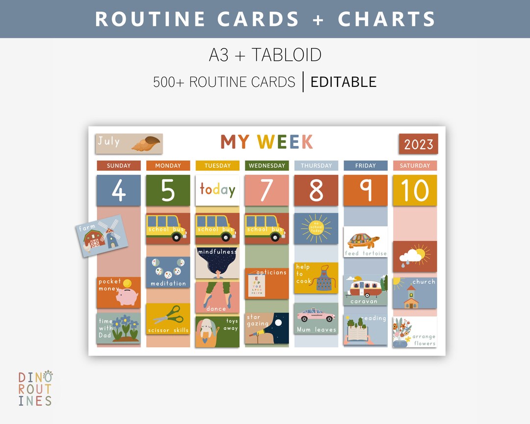 Visual Calendar, Weekly Routine Cards & Charts for Kids, Daily Rhythm ...