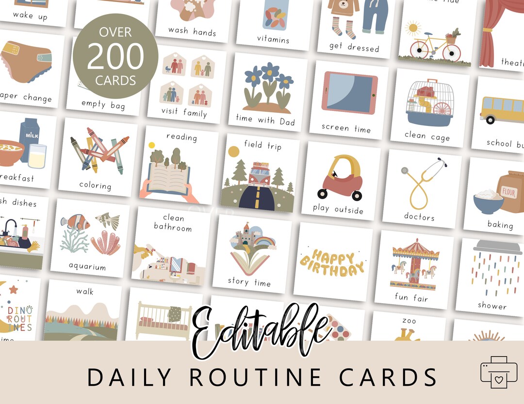 Editable Daily Routine Cards | Routine Chart for Kids | Kids Daily ...