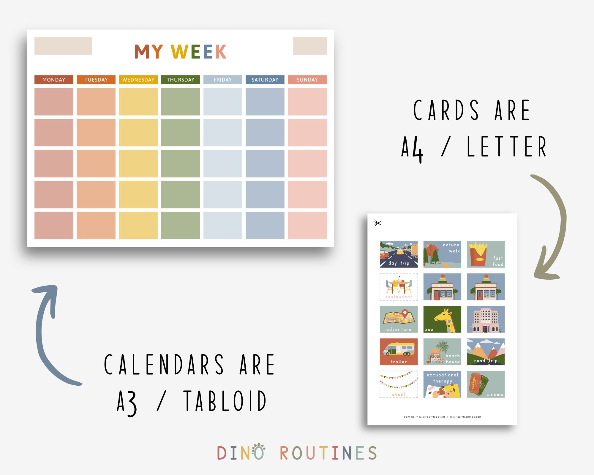 Visual Calendar, Weekly Routine Cards & Charts for Kids, Daily Rhythm ...