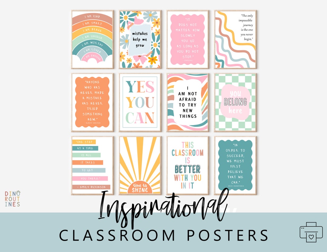 Classroom Posters, Growth Mindset, Inspirational, Motivational, Boho ...