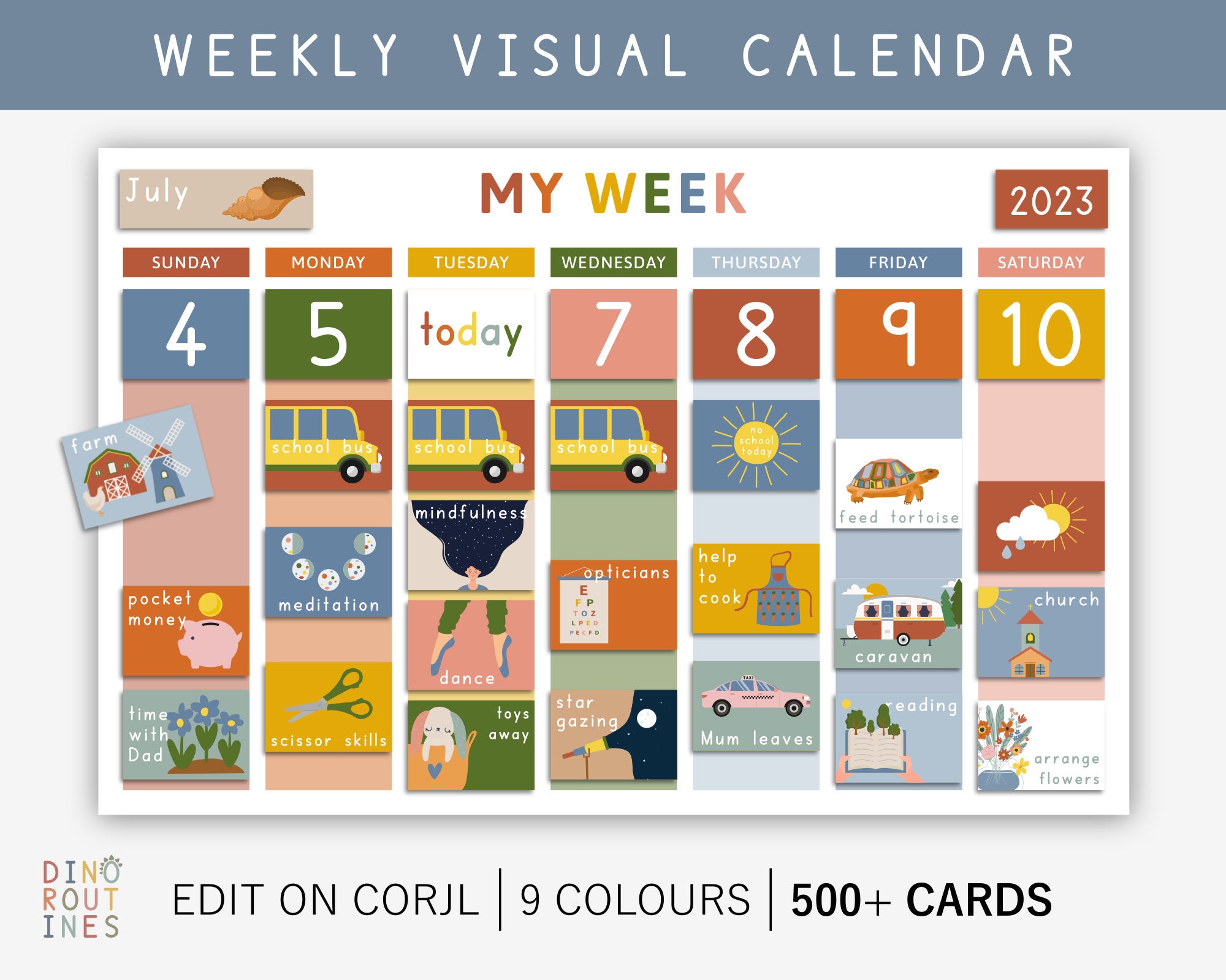 Visual Calendar Weekly Routine Cards & Charts for Kids Daily - Etsy