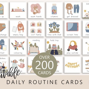 Editable Daily Routine Cards, Routine Flip Chart, Editable Morning ...