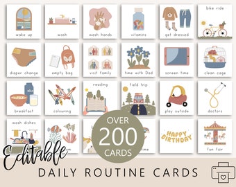Behavior Chore Chart Cards for Kids Editable Kids Daily Routine Cards ...