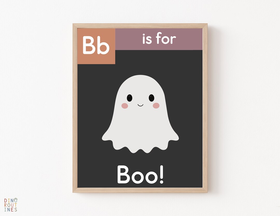 Halloween Alphabet Poster, B is for Boo Playroom Print, Education Wall ...