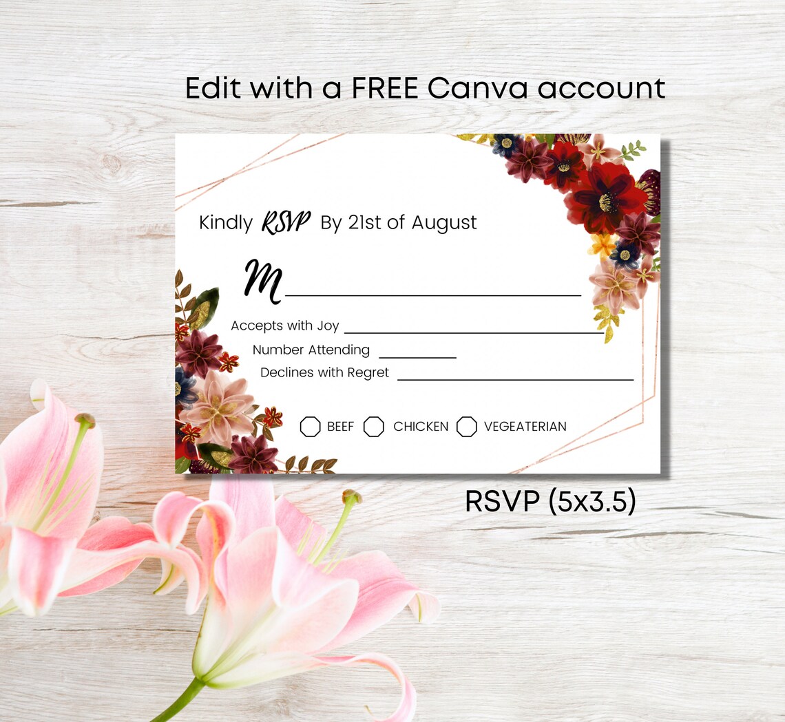 Canva Wedding Invitations Printable Wedding Invitation - Etsy