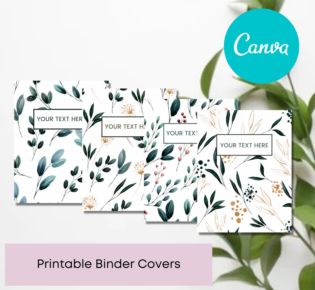 Printable Floral Binder Cover, Customizeable Canva Template, Teacher ...