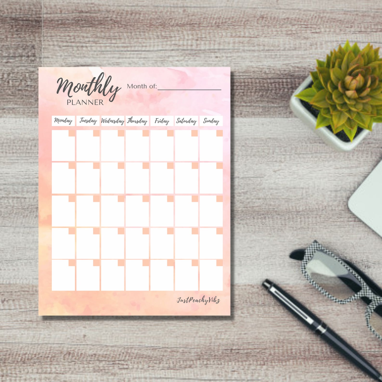 Printable Monthly Planner, Editable Canva Template, Blank Editable ...