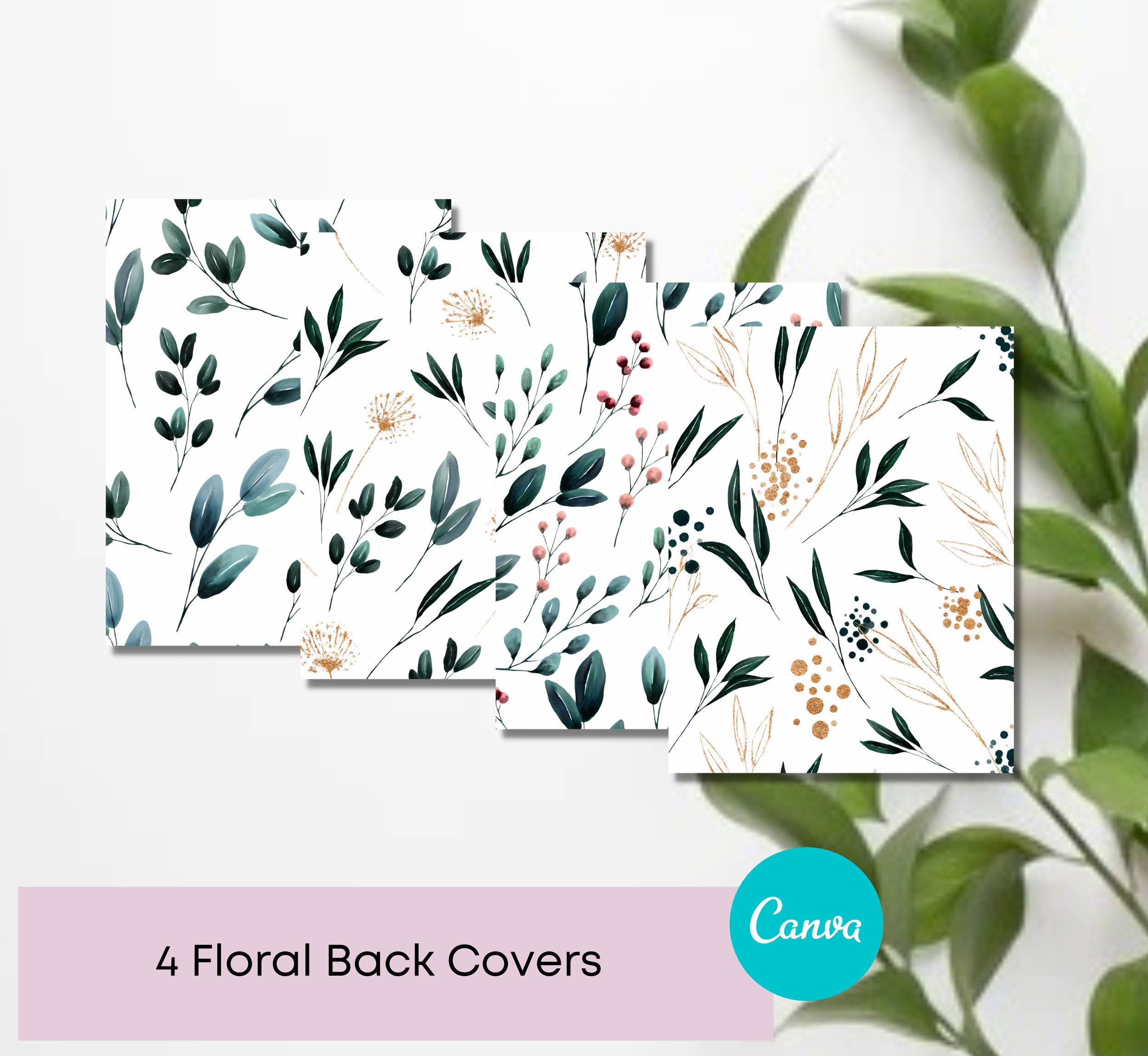 Blue Floral Binder Cover, Customizable School Binder (canva Template ...