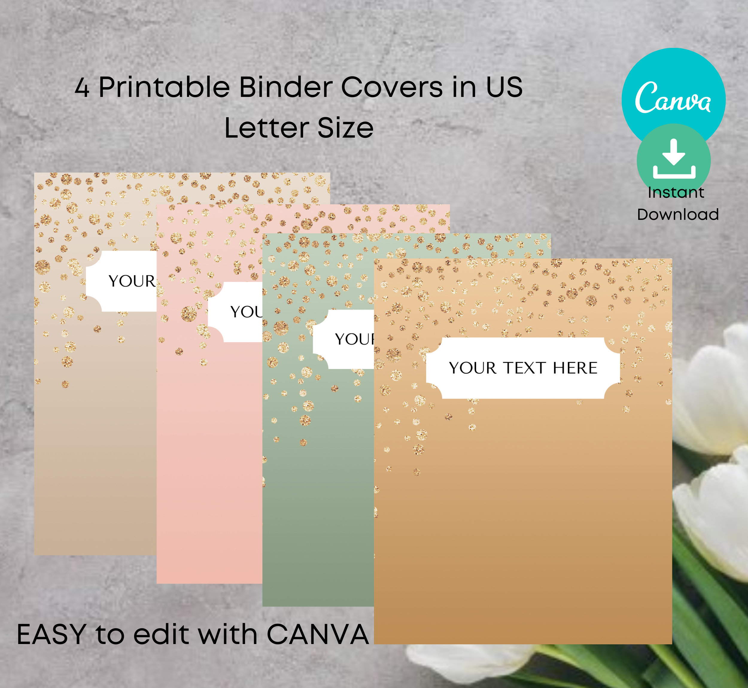 Editable Binder Cover Template, Glitter Design (digital Download) - Etsy