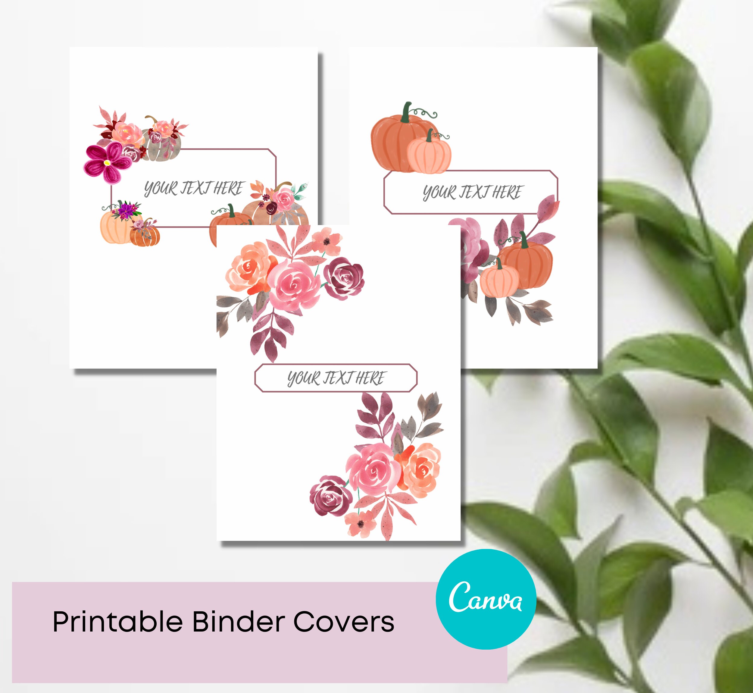 Binder Cover Printable, Floral Pumpkin Editable Template, Teacher ...