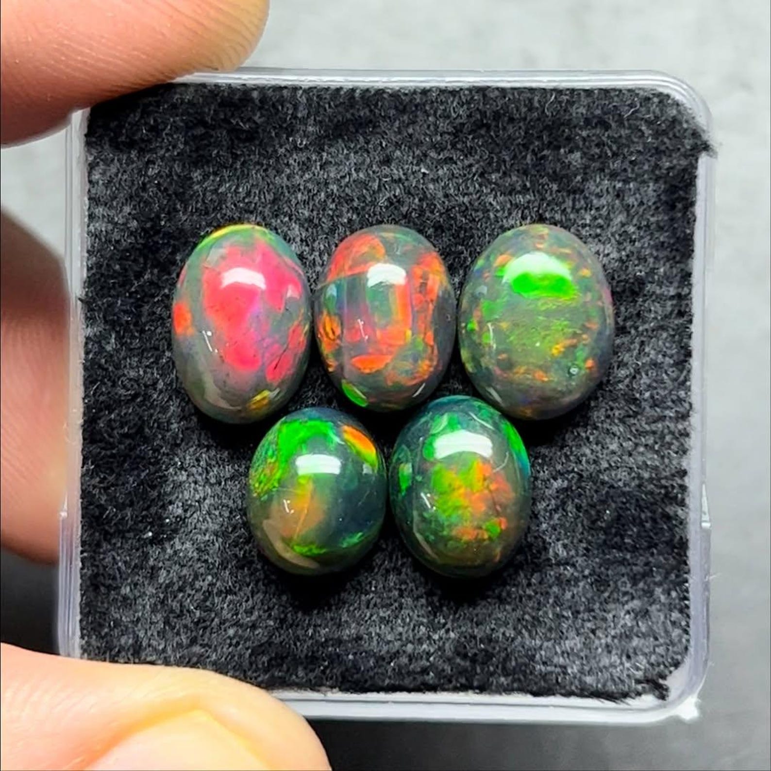 Black Ethiopian Opal : Flat Back Oval Shape Rosecut Gemstone Lot, 9-10 ...