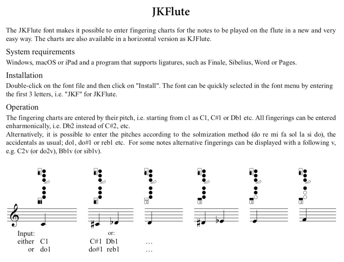 Flute Font, Fingering Instrument Chart Picture, Finale Sibelius Music ...